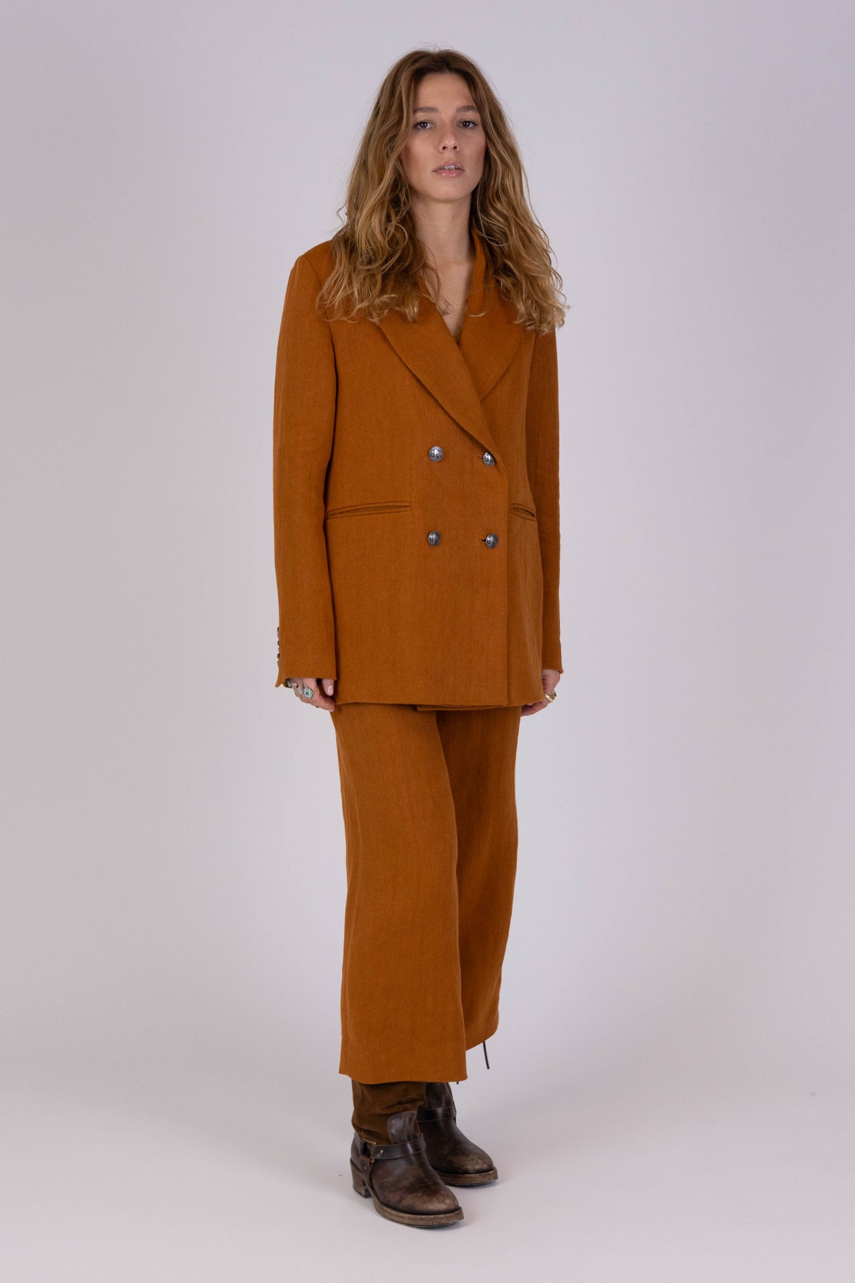 Structured Blazer in Linen – Pumpkin – Otra Vez